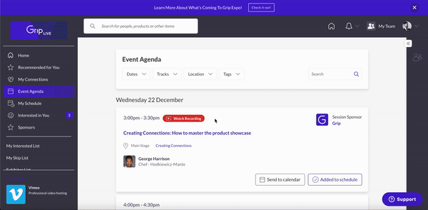 Web platform Main Stage configuration