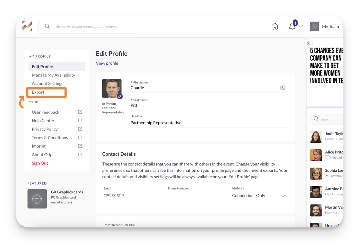 How to export your individual meetings and connections (desktop web only)