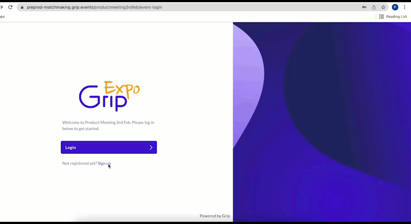 Grip signup configuration