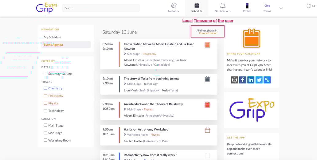 Grip Calendar Integration and Timezones