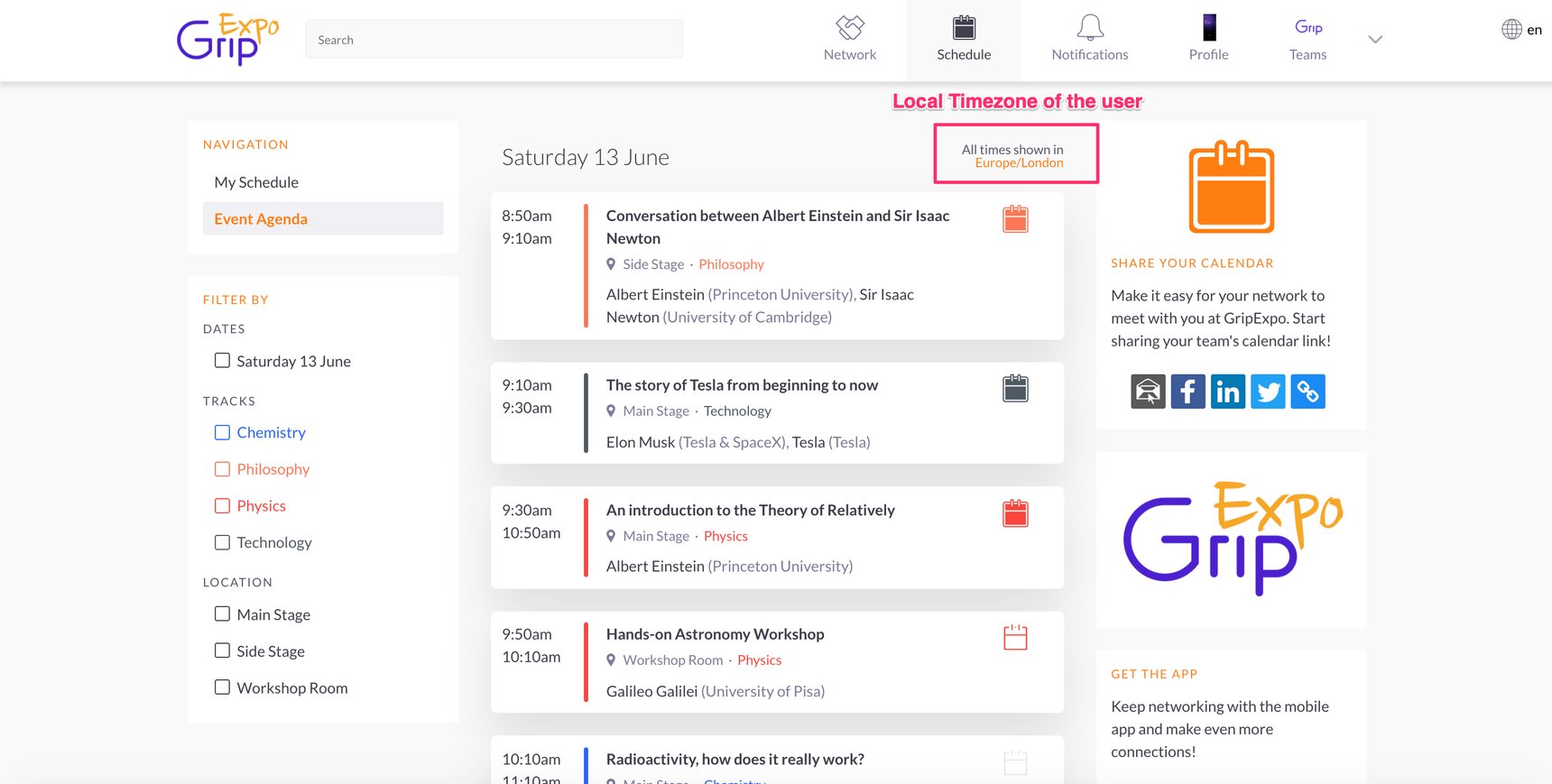 Grip Calendar Integration and Timezones