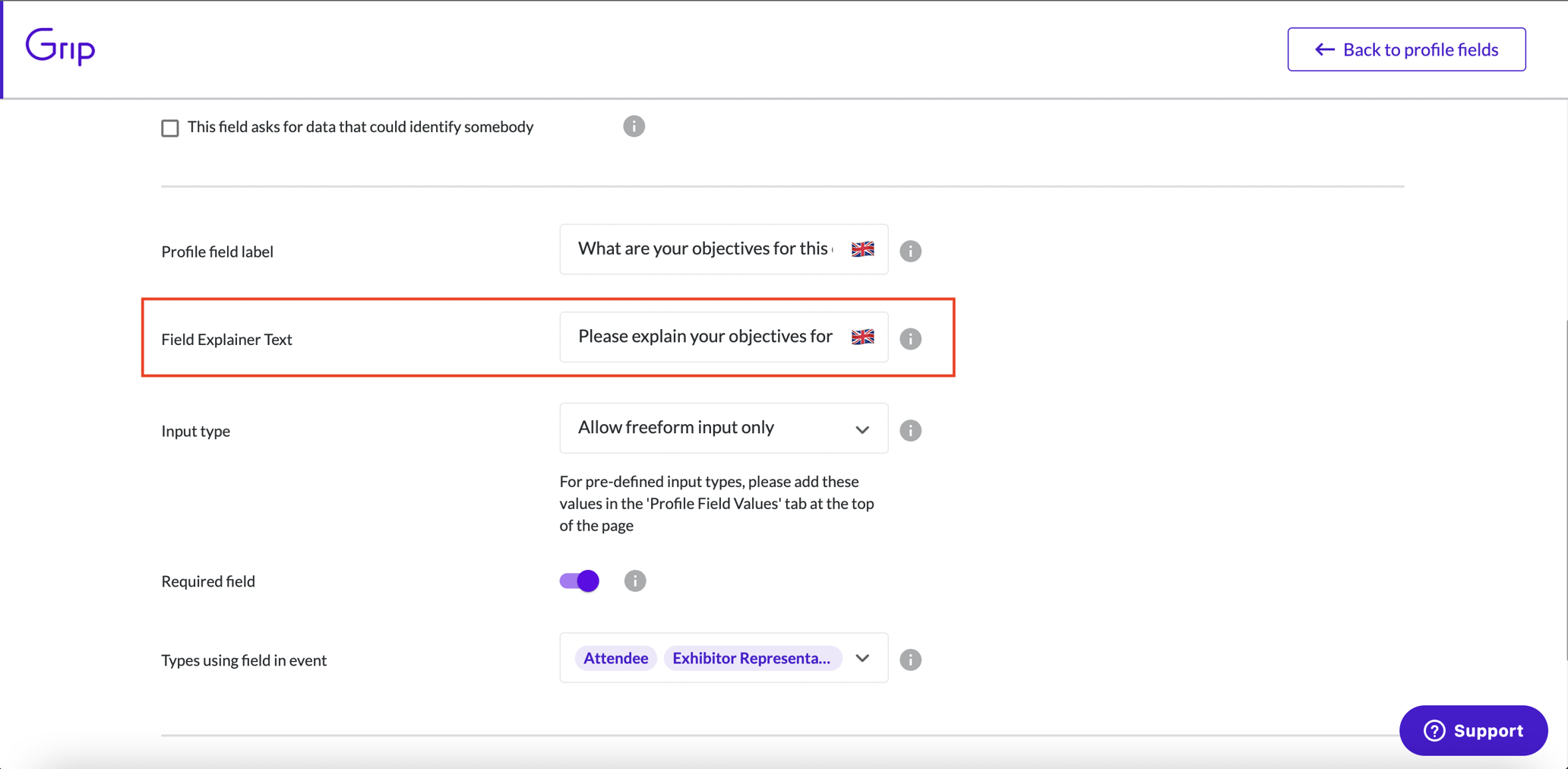 Field Explainer Text For Custom Profile Fields