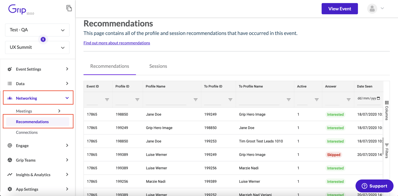 Recommendations and Connections