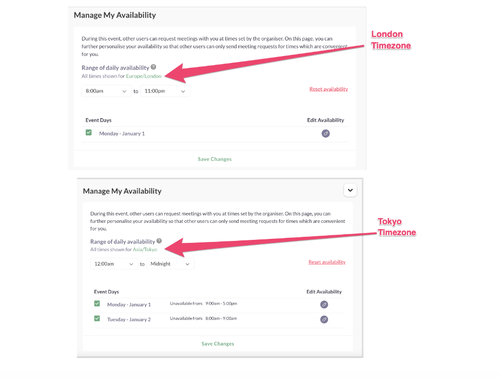 How do I manage my meeting availability on the platform?