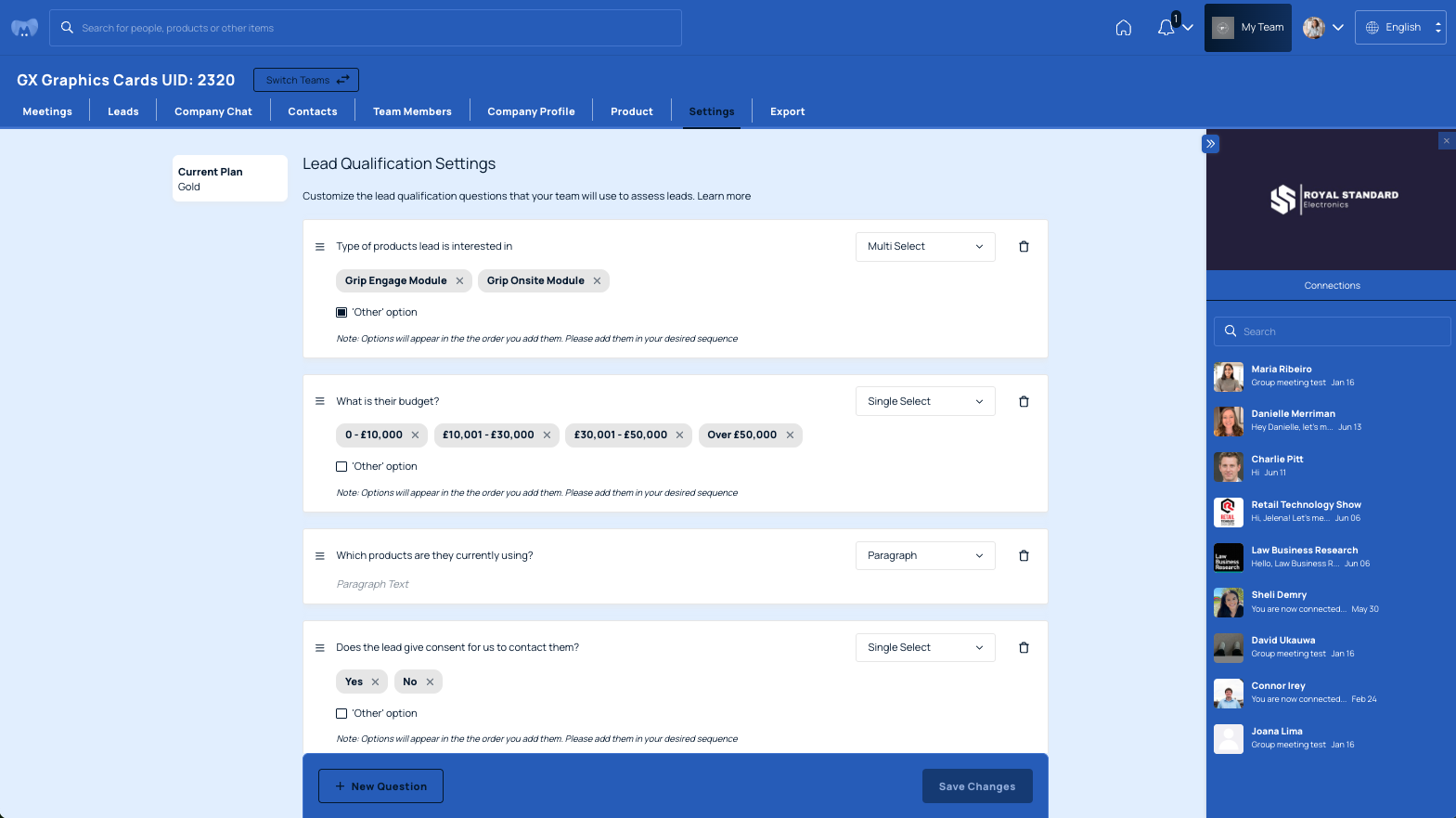 Lead qualification settings