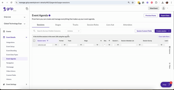 How Do I Configure the Event Agenda on the Grip Dashboard?