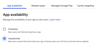 How to unpublish the app from Google Play store